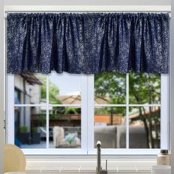 SHEIN | Accents | Metallic Blackout Window Valance Navy Silver | Poshmark